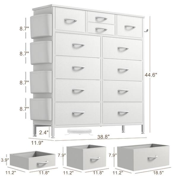 12 Drawer Dresser Fabric Tall Dressers for Bedroom Chest of Drawers ...