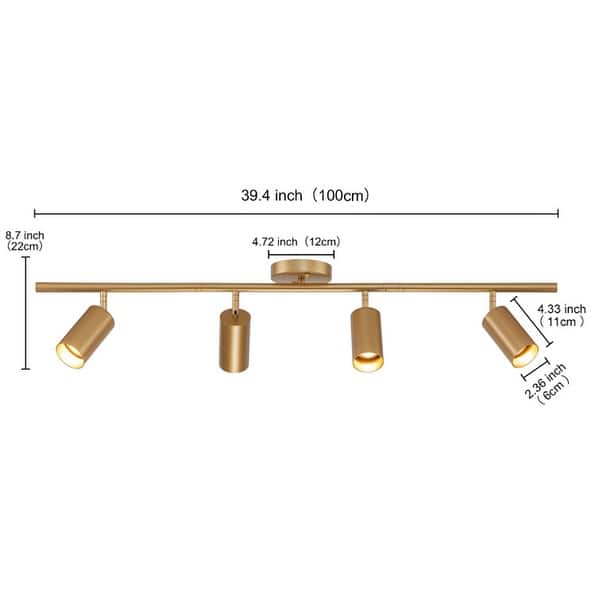 Modern Farmhouse 4/5-Light Gold Linear Ceiling Track Lighting Flush ...