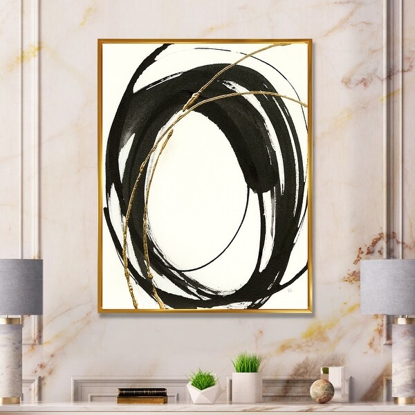 Designart Gold Glamour Circle I Modern Framed Canvas Print Black On Sale Bed Bath Beyond 25981008