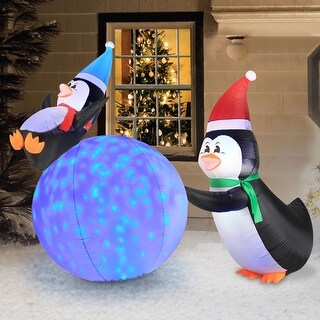 Occasions LED Blue Penguins and Snowball 6 ft. Inflatable - Bed Bath ...