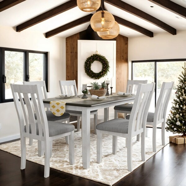 Retro Extendable 7 Piece Dining Table Set With 6 Upholstered Chairs for Home Bed Bath Beyond 41522975