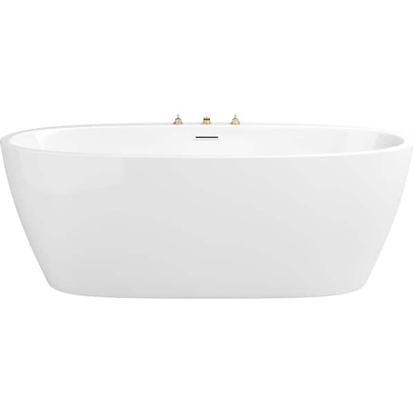PROFLO PFFSOI6731 Cornwall 67" Free Standing Acrylic Soaking Tub with ...