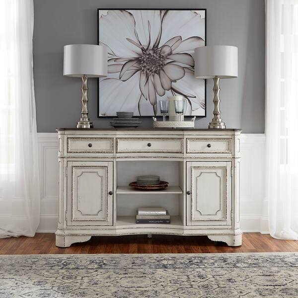 Magnolia Manor Antique White Weathered Bark Server - Bed Bath & Beyond ...