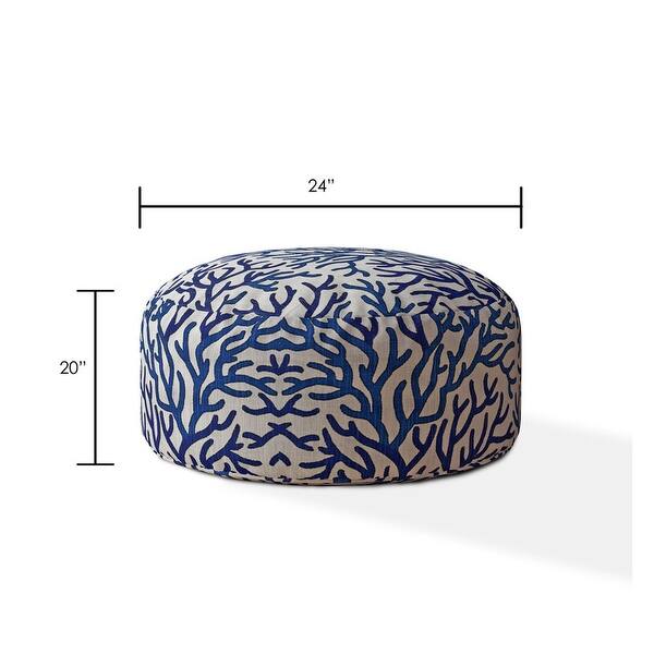 Indoor REEF Dusty Royal Blue Round Zipper Pouf - Stuffed - Extra Beads ...