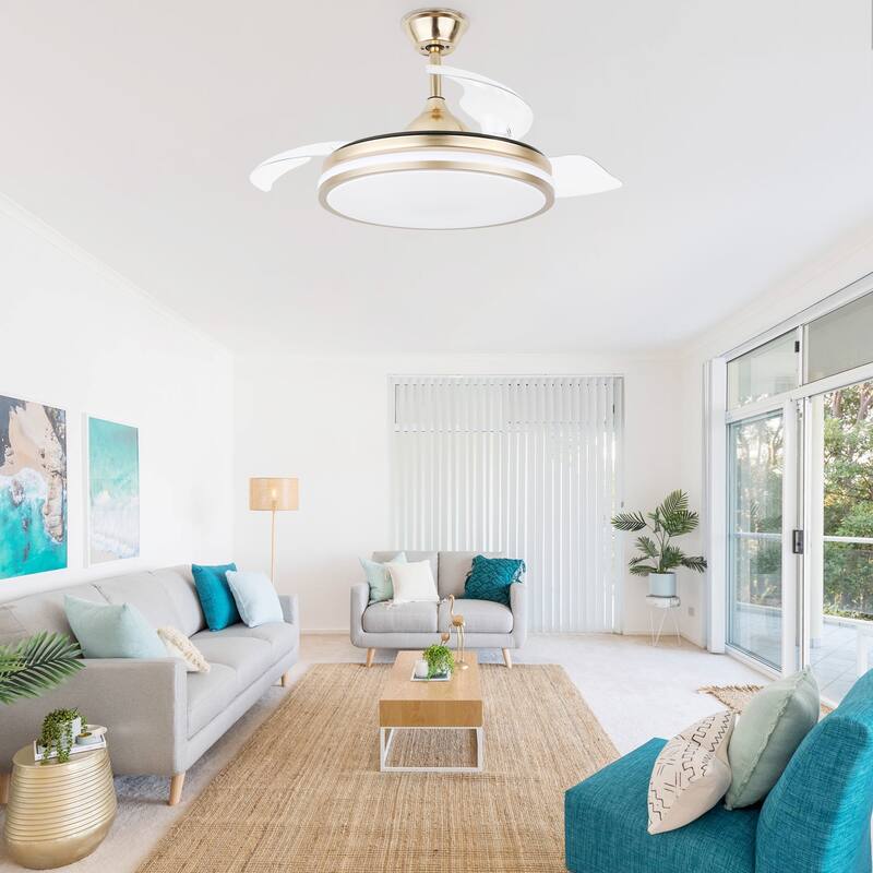 Cusp Barn 42 Inch Retractable Ceiling Fan with Lights and Remote 6 ...