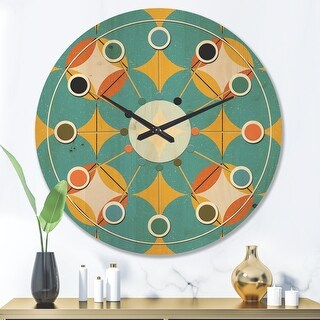 Designart 'Diamond Retro IV' Mid-Century Modern Wood Wall Clock - Bed ...