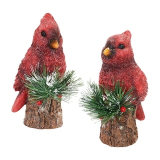 Exhart Two Piece Hand Painted Christmas Cardinal Statues with LED ...