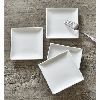 Whiteware Square Plate Set Of 4 Porcelain Dinnerware Serving Plate, 5 ...