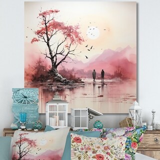 Designart "Contemporary Art Experiment With" Landscapes Canvas Print ...