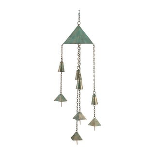27" Metal Wind Chimes Contemporary Rustic Green Outdoor Wind Chime ...
