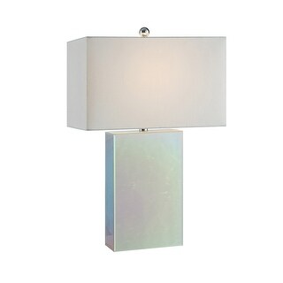 26 Inch Table Lamp, Rectangular Stand, Set of 2, Glass, Multitone White ...