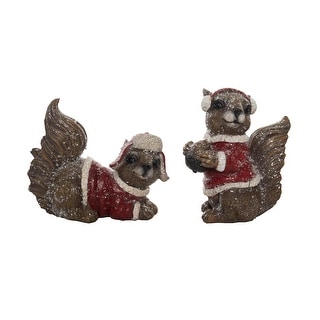 Woodland Squirrel Figurine Set of 2 Christmas Decorations ...