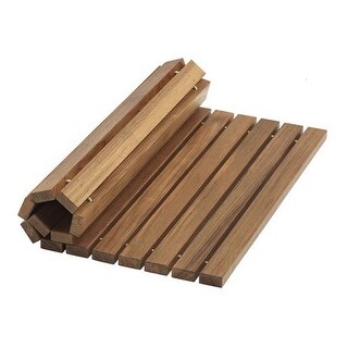 HomeRoots 20" Brown Teak Wood Rolling Square Bath Mat - Bed Bath ...