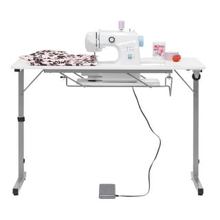 Sew Ready Rollaway II Sewing Table Silver/White Portable Folding ...