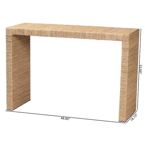 Colandra Modern Bohemian Natural Brown Seagrass and Wood Console Table ...