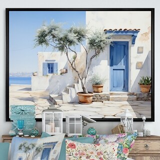 Designart "Greece Cycladic Harmony II" Landscapes Framed Canvas Wall ...
