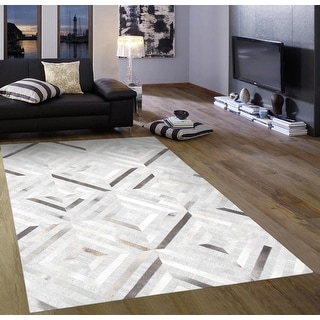 Canvello Hand-Loomed Cowhide Area Rugs- 8x10 - Silver - 8' 0" X 10' 0 ...