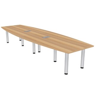 12 Ft Boat Shaped Conference Table with Power And Data Post Legs - Bed ...
