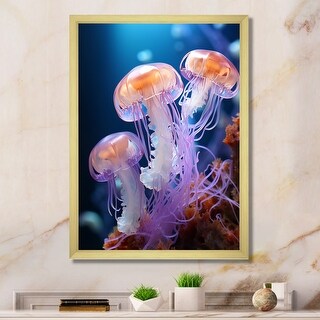 Designart "Ethereal Beauty Jellyfish I" Jellyfish Framed Wall Decor ...