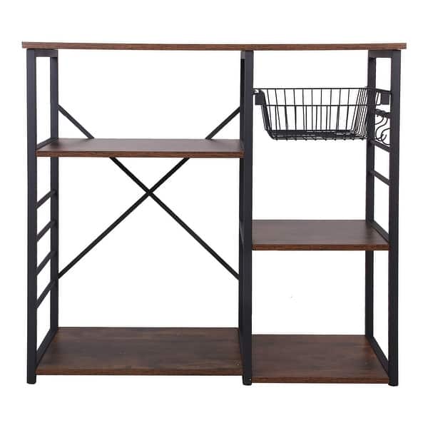 Bakers Rack w/ 4 Shelves Kitchen Bakers Rack Standing Coffee Bar Table ...