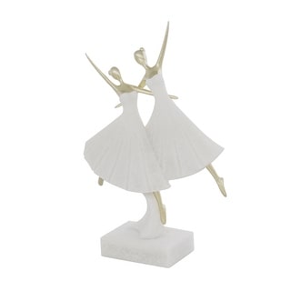Polystone Dancer Ballet Decorative Sculpture with Gold Accents - Cream ...