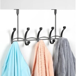 Heavy Duty Matte Black Over The Door Hanger Hanging Rack 10 Hooks ...