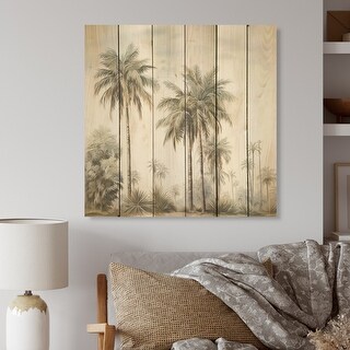 Designart "Palms Palm Trees On The Beach" Palms & Palm Trees Wood Wall ...