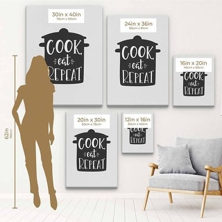 White COOK eat REPEAT Wall Art Canvas 48_c - Bed Bath & Beyond - 39945197