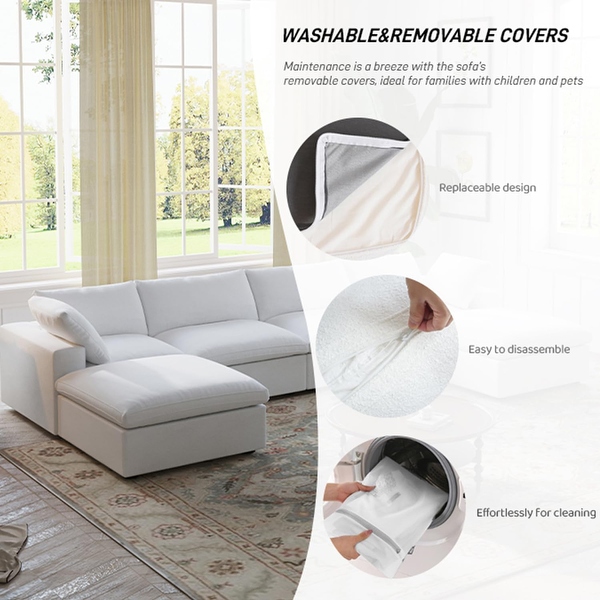 Cloud Modular Sectional Sofa with 2 Storage Ottomans 157 Down Filled Comfort U Shaped Sofa Couch for Living Room On Sale Bed Bath Beyond 40622666