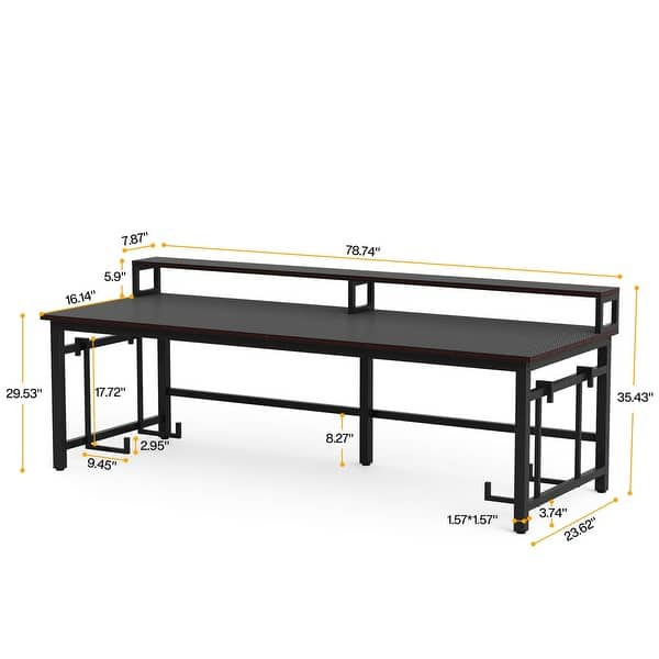 Two Person Gaming Desk with Monitor Stand CPU Shelves - Bed Bath ...