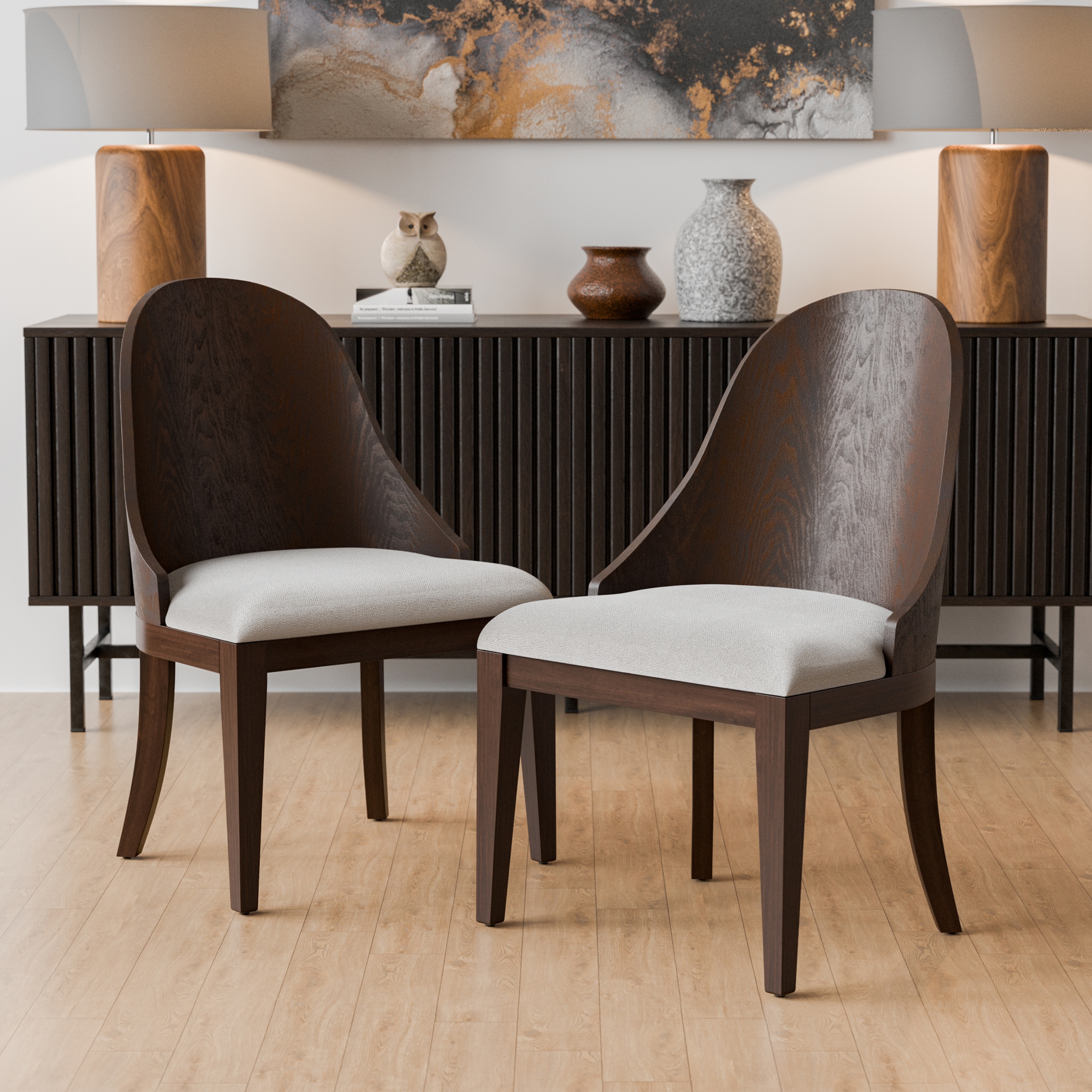 Furniture of America Liora Modern Dark Walnut Solid Wood Dining Chairs Set of 2