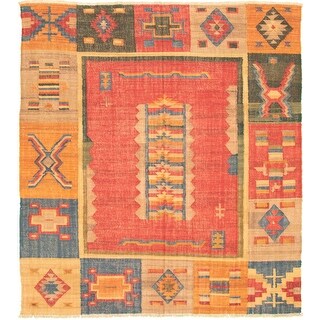 Flat-weave Sundance Red Wool Kilim - 8'3 x 9'1/8'3" x 9'1" - Bed Bath ...