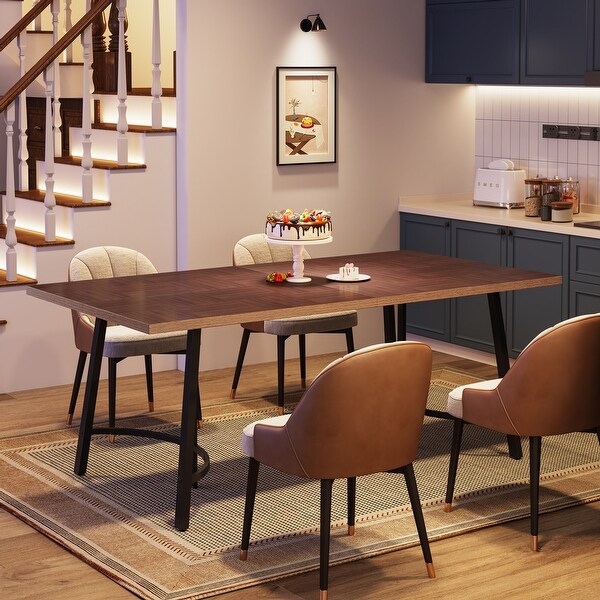 Modern Dining Table for 4-6 People, 63" Large Rectangle Kitchen Table ...