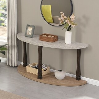 Hallway Versatile Semi-Circle Console Tables w/Bottom Shelf, Livingroom ...
