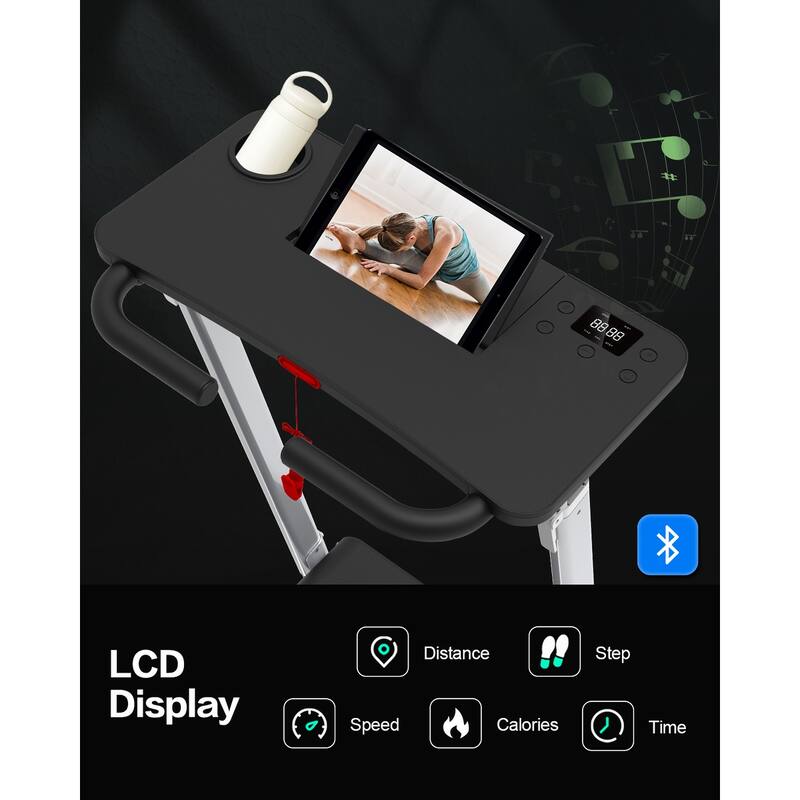 Folding Treadmill with Desk Electric Treadmill Exercise Machine with ...