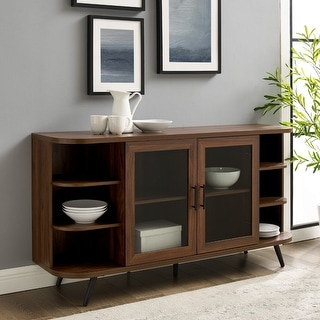 Modern Curved Buffet Table, Dark Walnut - Bed Bath & Beyond - 37998799