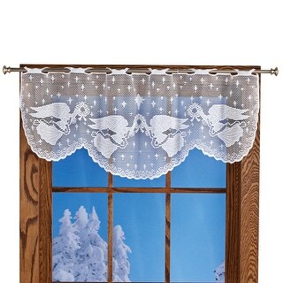 Embroidered Holiday Angels Design Lace Window Valance - 16 x 45 - Bed ...