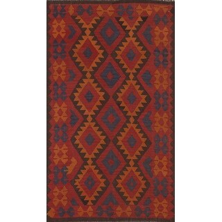 Reversible Kilim Area Rug Flat-weave Red Wool Carpet - 5'2" x 8'0 ...