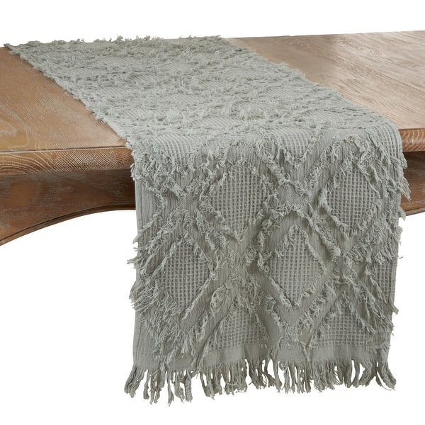 Waffle Weave Table Runner With Fringe Design - On Sale - Bed Bath ...