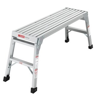 Work Platform Aluminum Step Ladder Medium Duty Portable Bench Folding ...