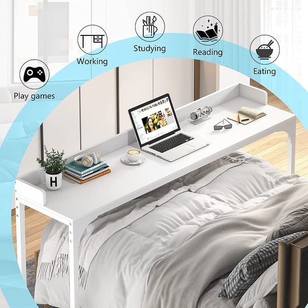 white overbed table with wheels