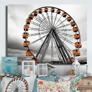 Designart "Coral Ferris Wheel Joyful Spin I" Architecture Metal Wall ...