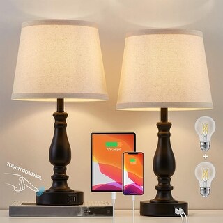 Table lamp, set of 2, 3-way dimmable nightstand lamp (bulb included ...
