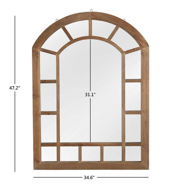 oak window pane mirror