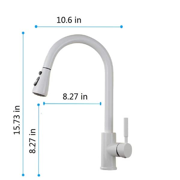 White Kitchen Faucet with Pull Down Sprayer Single Handle Sink Faucet ...