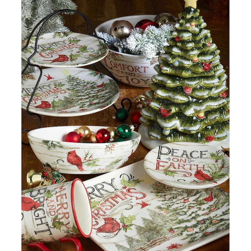 Certified International Evergreen Christmas 16 oz. Mugs (Set of 4 ...