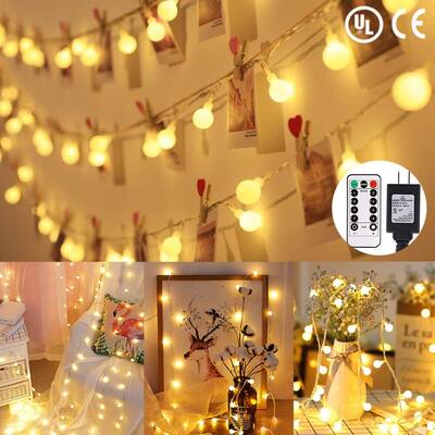 33ft 100 LED Globe String Lights Plug in - Medium - Overstock - 28502458