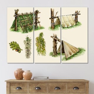 Designart "Nature Survival Shelters" Classic Canvas Wall Art Print ...