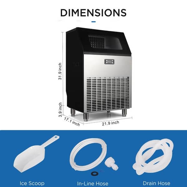 JEREMY CASS Stainless Steel Free-Standing Ice Maker Machine with LCD ...