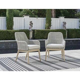 Hampton Outdoor Acacia Wood and Wicker Dining Chair (Set of 2) by ...